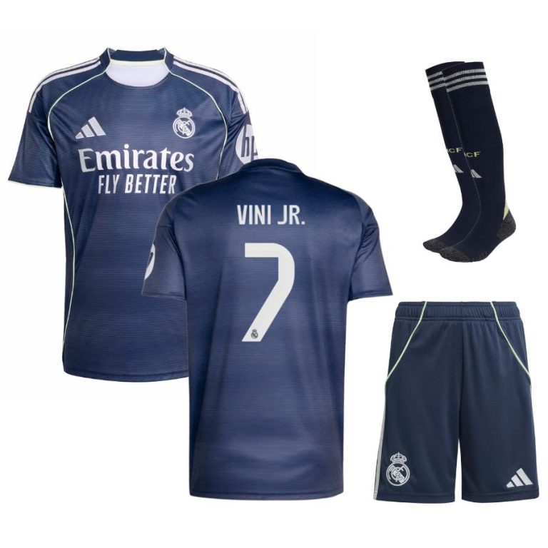 Real Madrid Away Child Kit Jersey 2025 2026 Vini Jr.