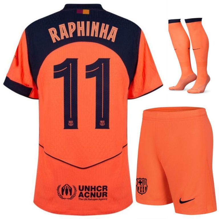 Barca Third 2025 2026 Raphinha Kids Kit Shirt